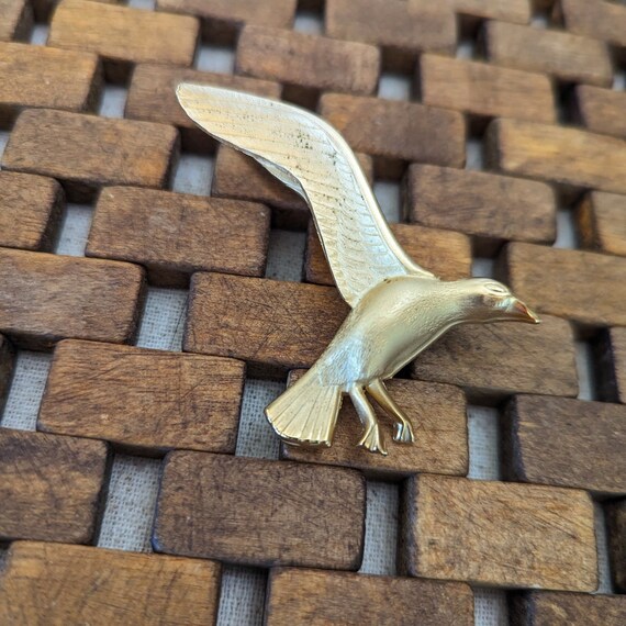 Vintage - Giovanni - Gold Metal Seagull Brooch - 2 3/… - Gem