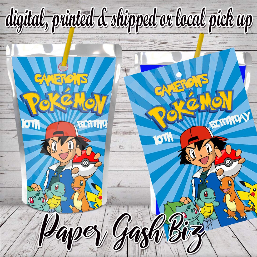Pokemon Juice Labels Party Favors - Etsy