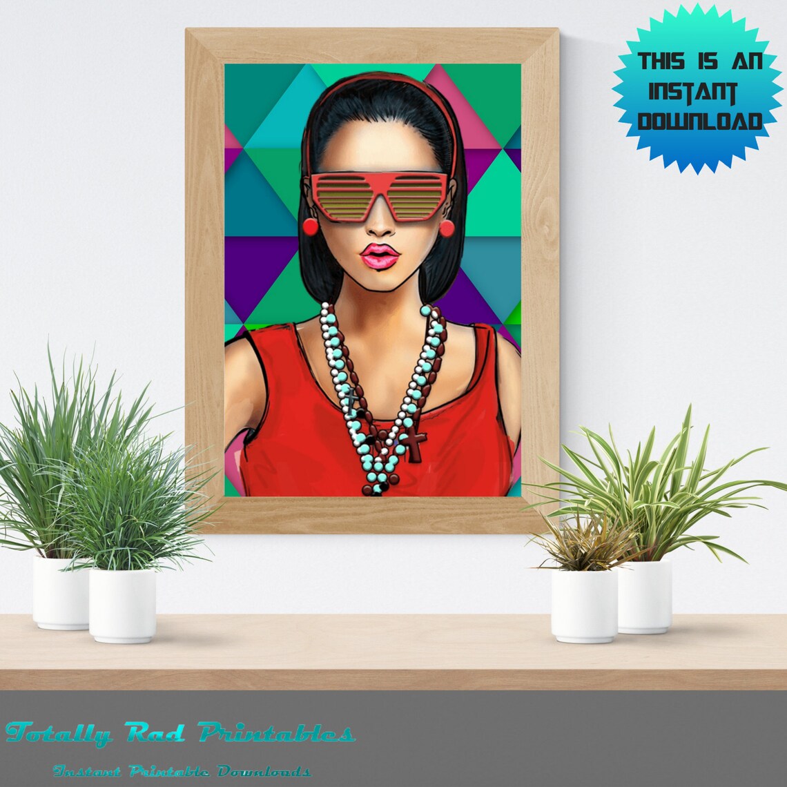 Retro 1980s Inspired Fashion Lady Artwork | 80s Fashion Printable ...