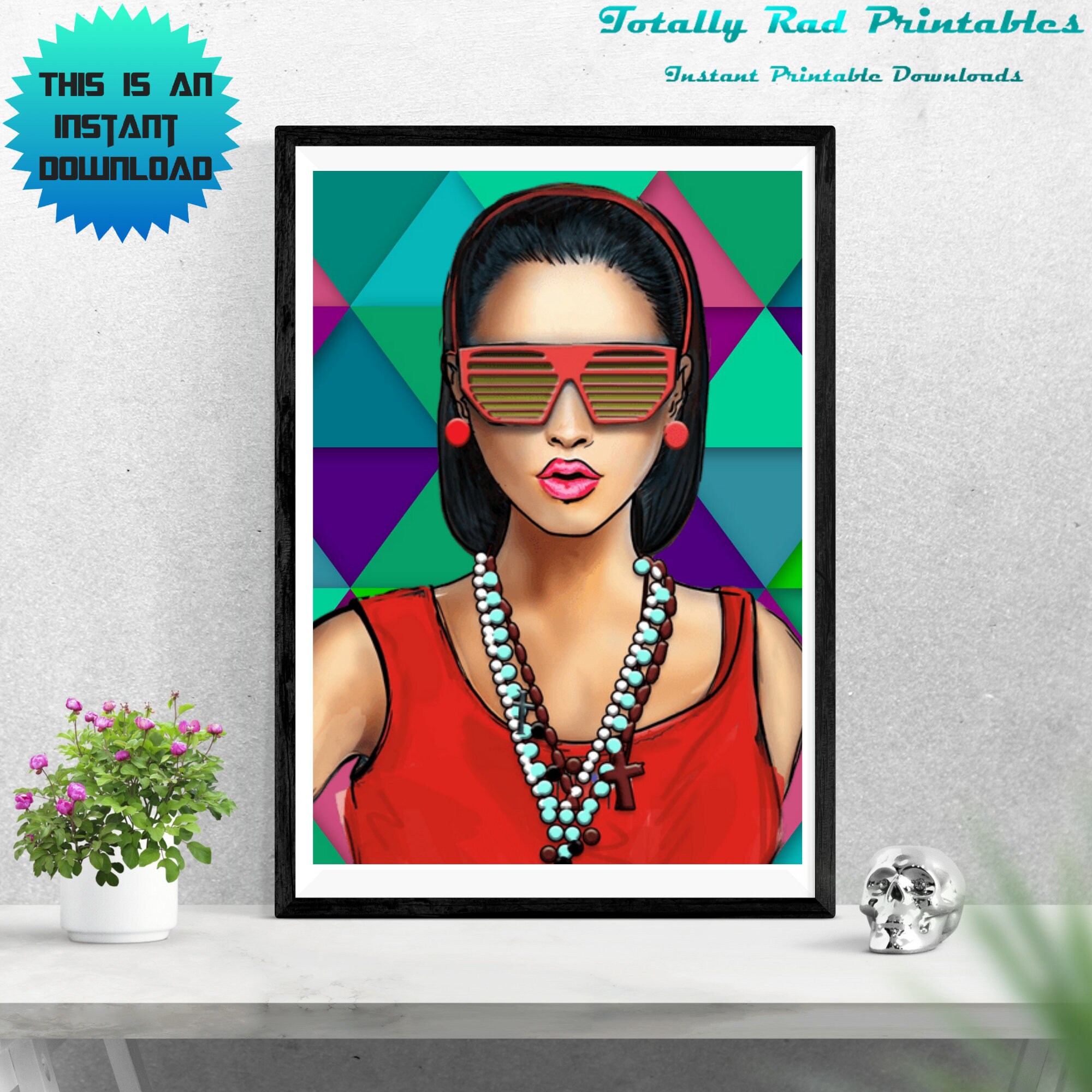 Retro 1980s Inspired Fashion Lady Artwork | 80s Fashion Printable ...