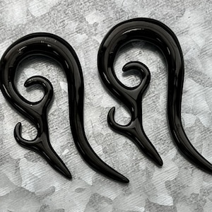 PAIR of Black Tribal 316L Surgical Steel Hanging Tapers Expanders ...