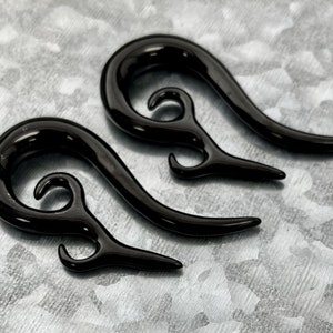 PAIR of Black Tribal 316L Surgical Steel Hanging Tapers Expanders ...