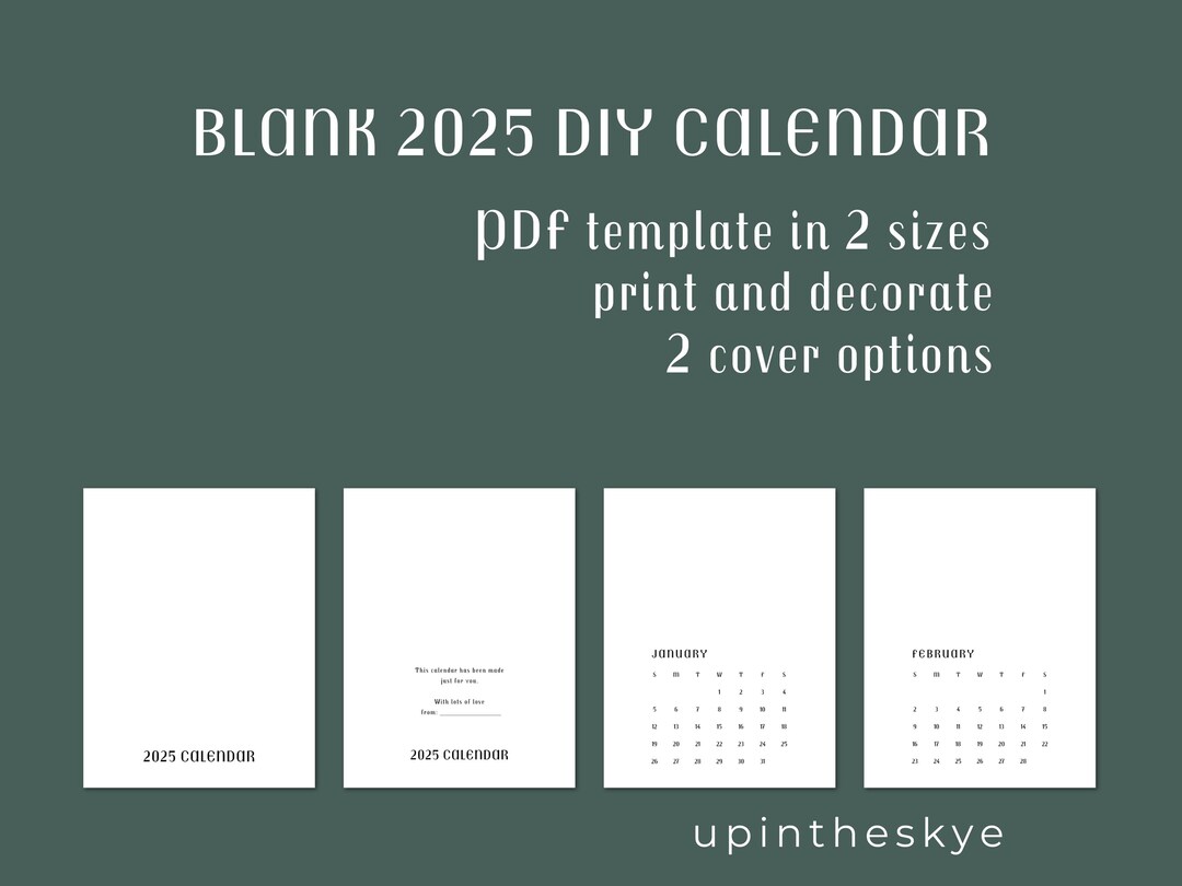 Blank 2025 DIY Calendar, 2025 Calendar Template, PDF Calendar, Decorate ...