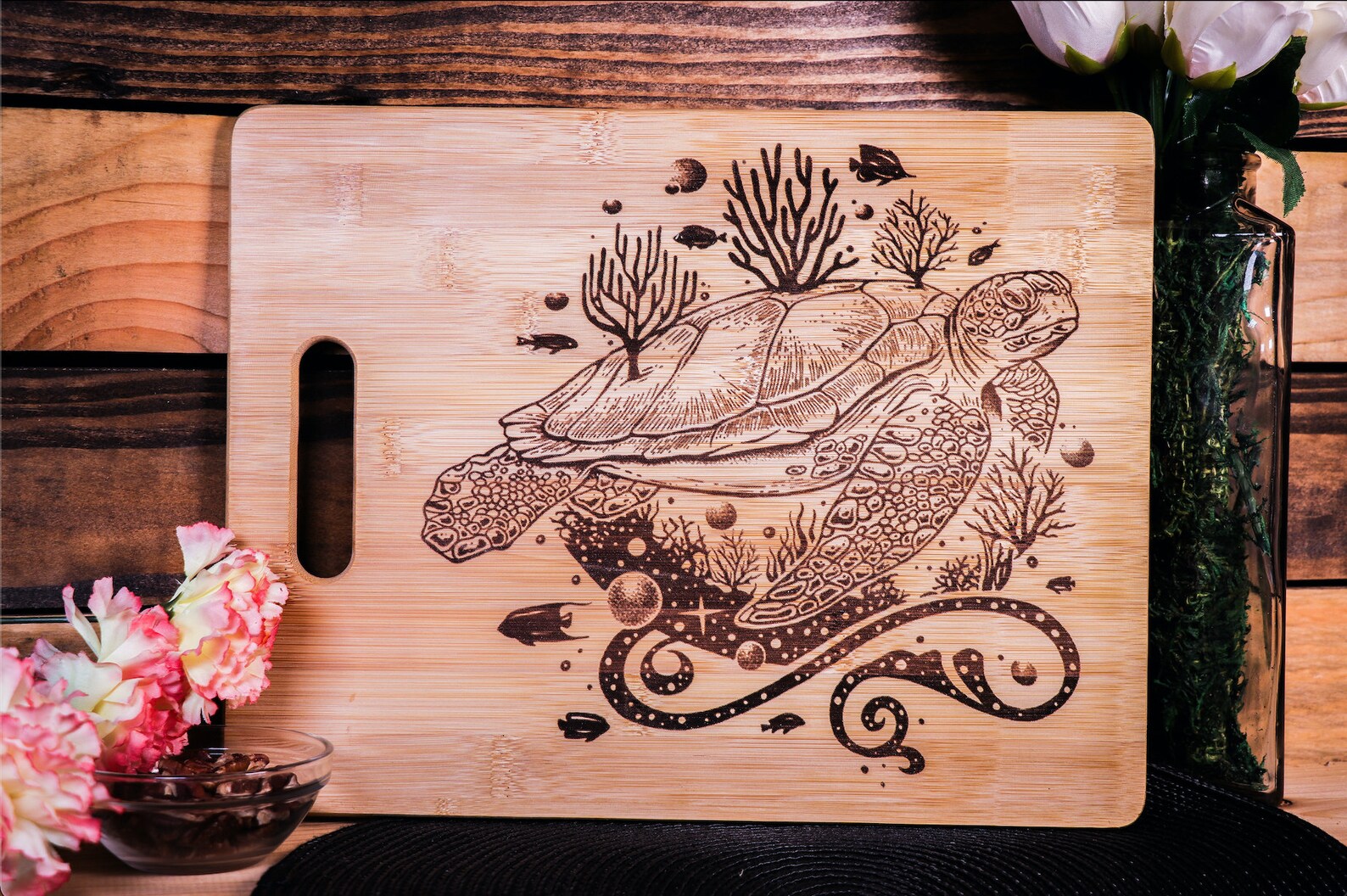 Sea Turtle Engraved Bamboo Cutting Board/Serving Board | Etsy