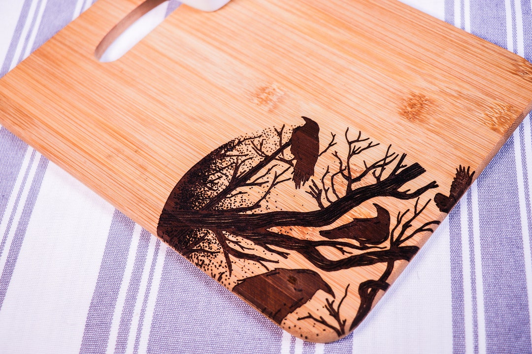 Ravens in Branches Engraved Bamboo Cutting Board - Etsy