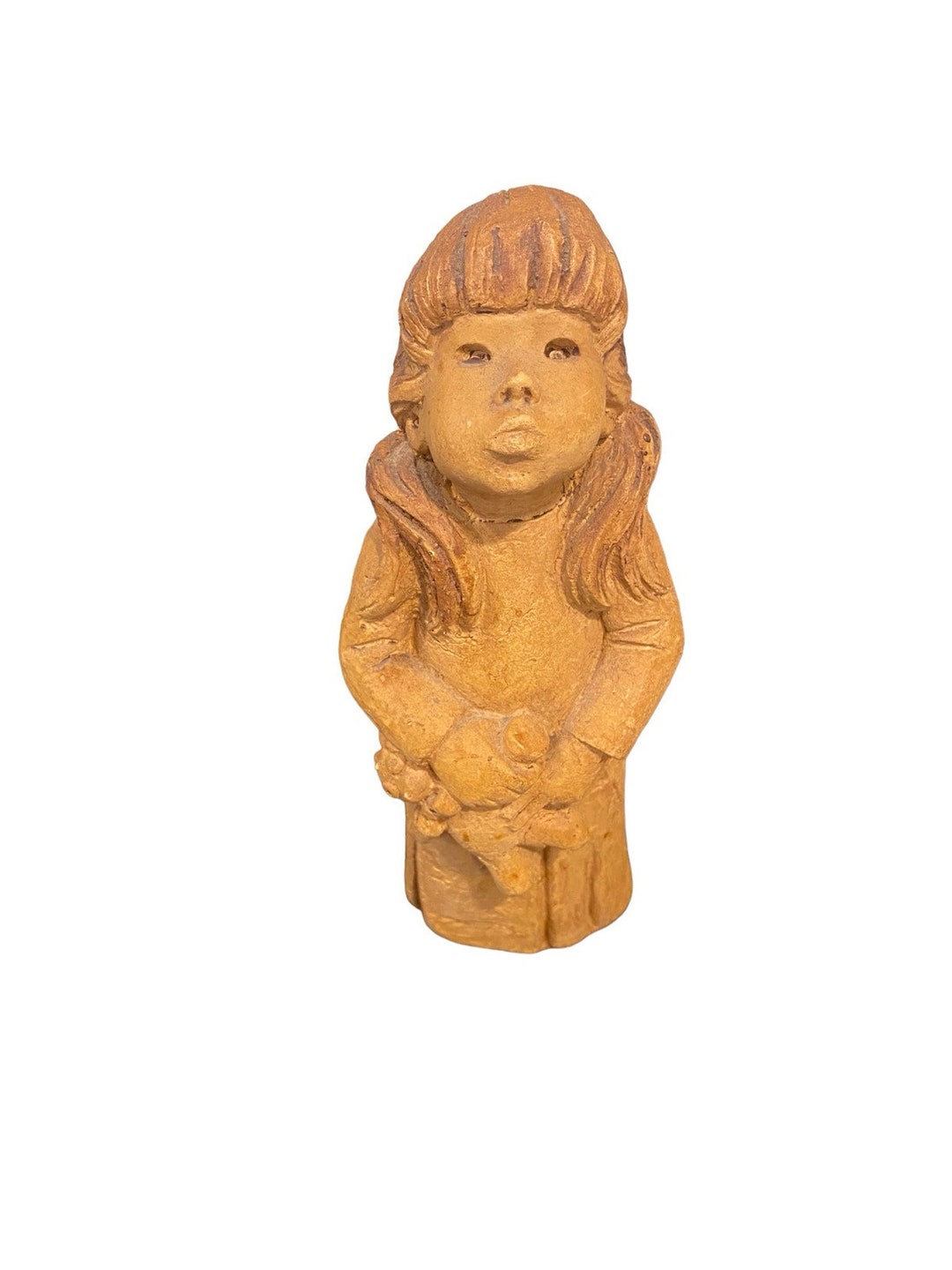 Lee Bortin Originals Clay Sculpture Figure Little Girl With Teddy Bear ...