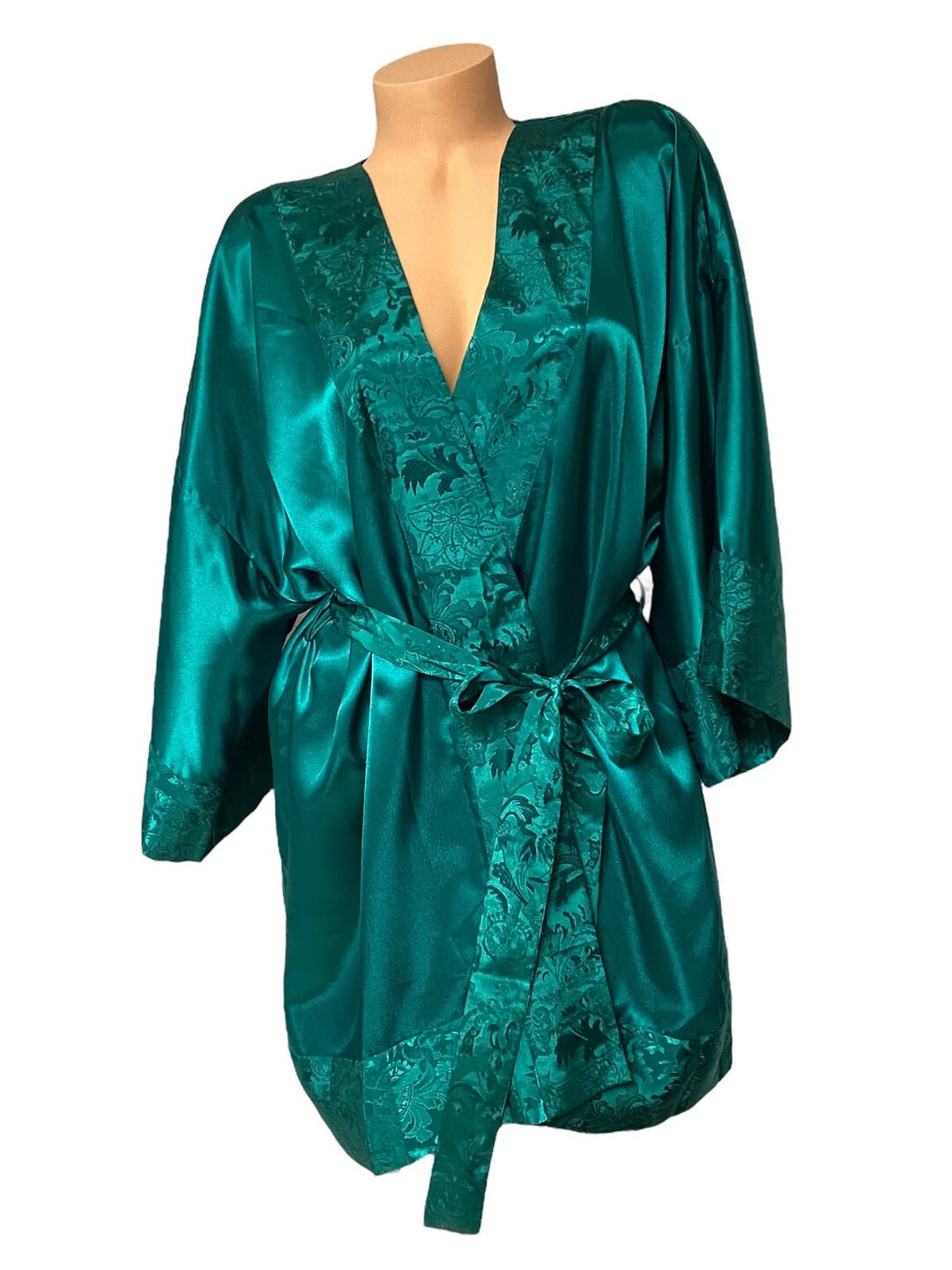 Vintage Victoria's Secret Gold Label Green Satin Kimono Robe O/S - Etsy