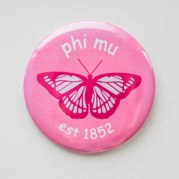 Phi Mu Greek Butterfly Button | Etsy