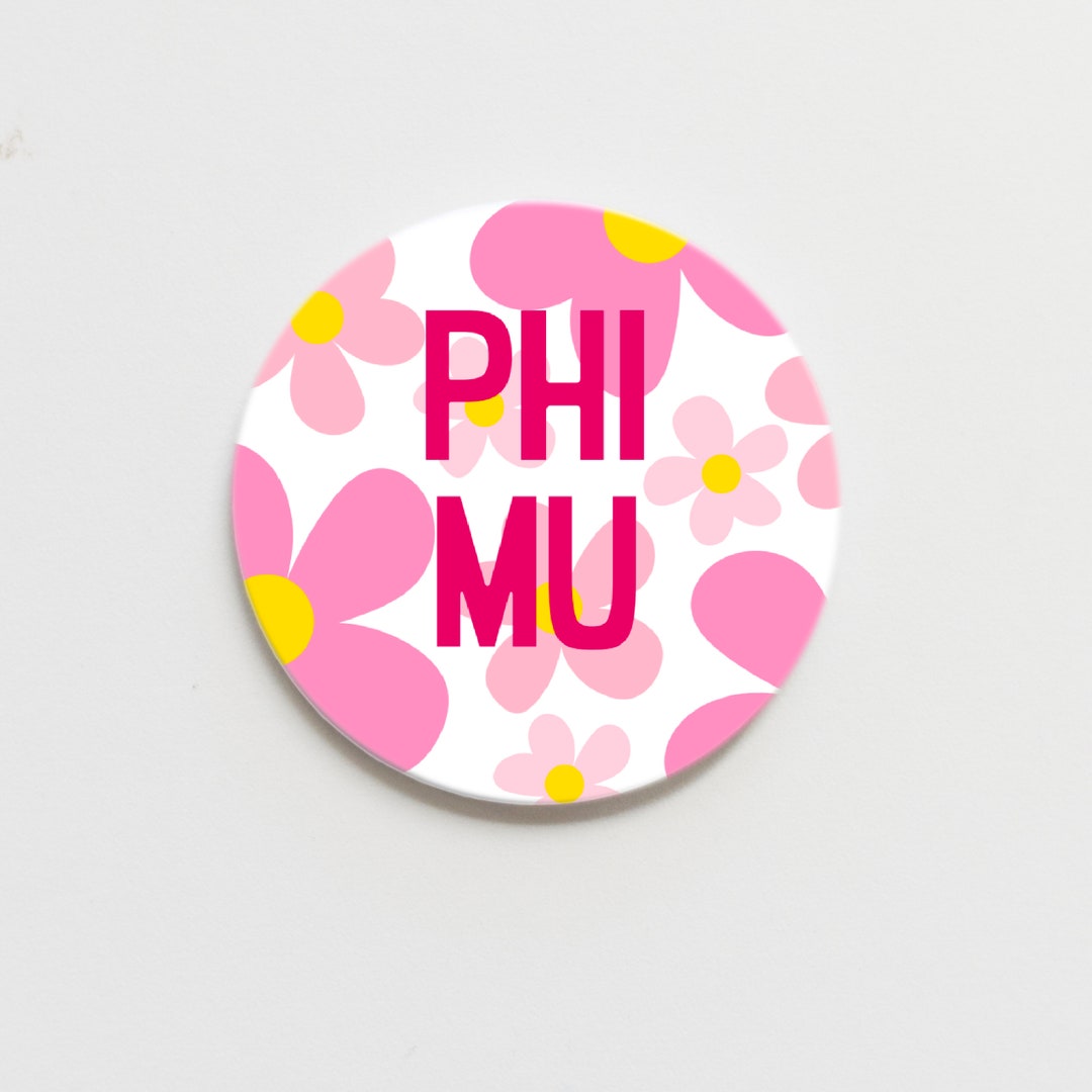 Phi Mu Flower Power Greek Button - Etsy