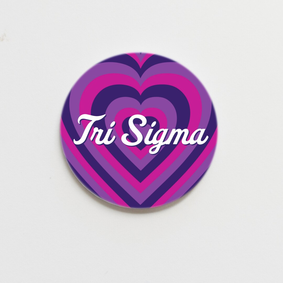 Tri Sigma Retro Heart Greek Button - Etsy