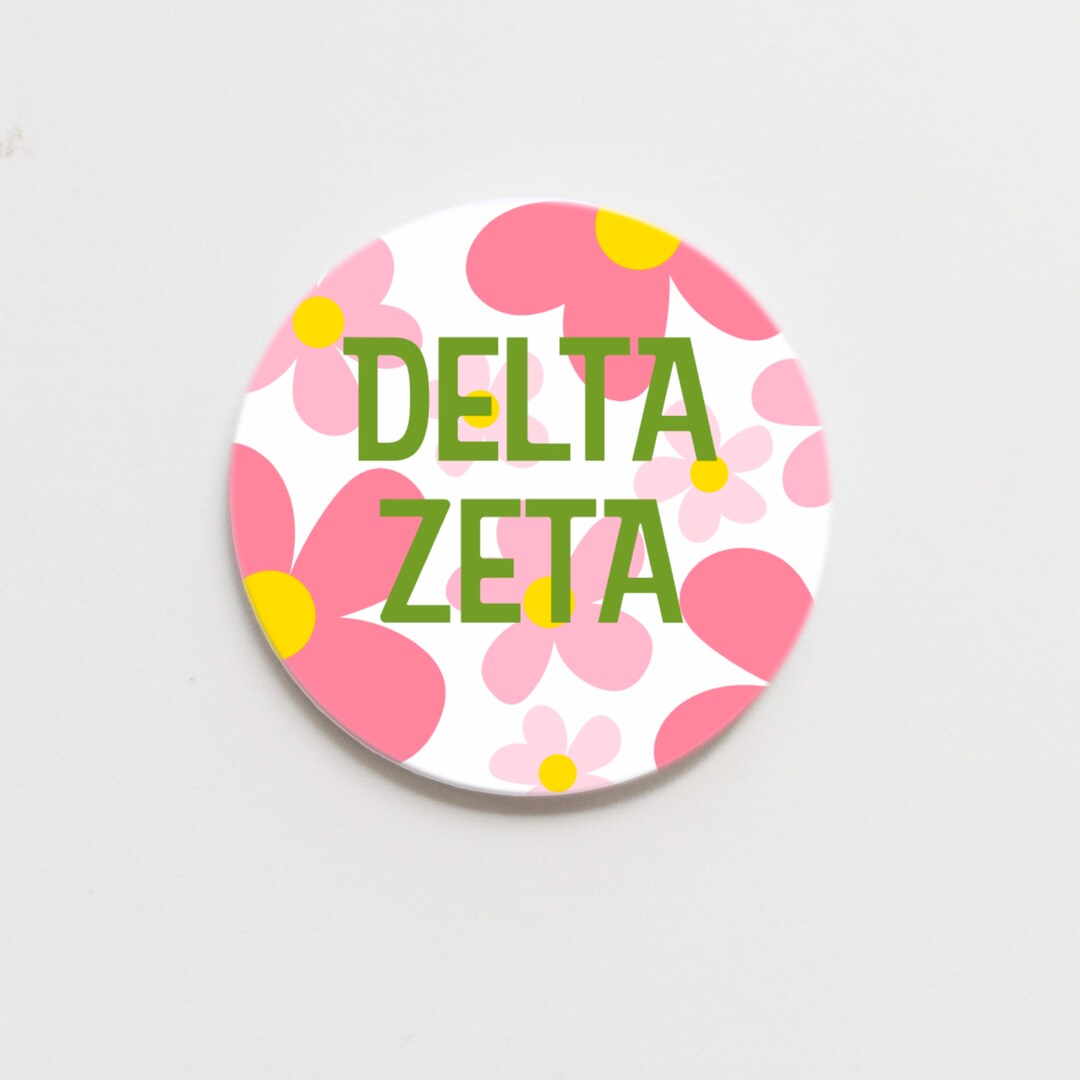 Delta Zeta Flower Power Greek Button - Etsy