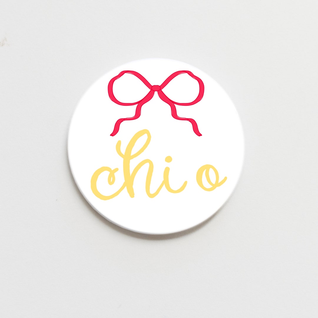 Chi Omega Greek Bow Button - Etsy