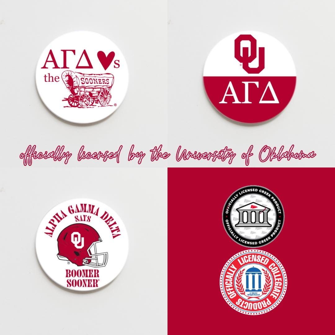 Alpha Gamma Delta University of Oklahoma OU Game Day Button (3 Design ...