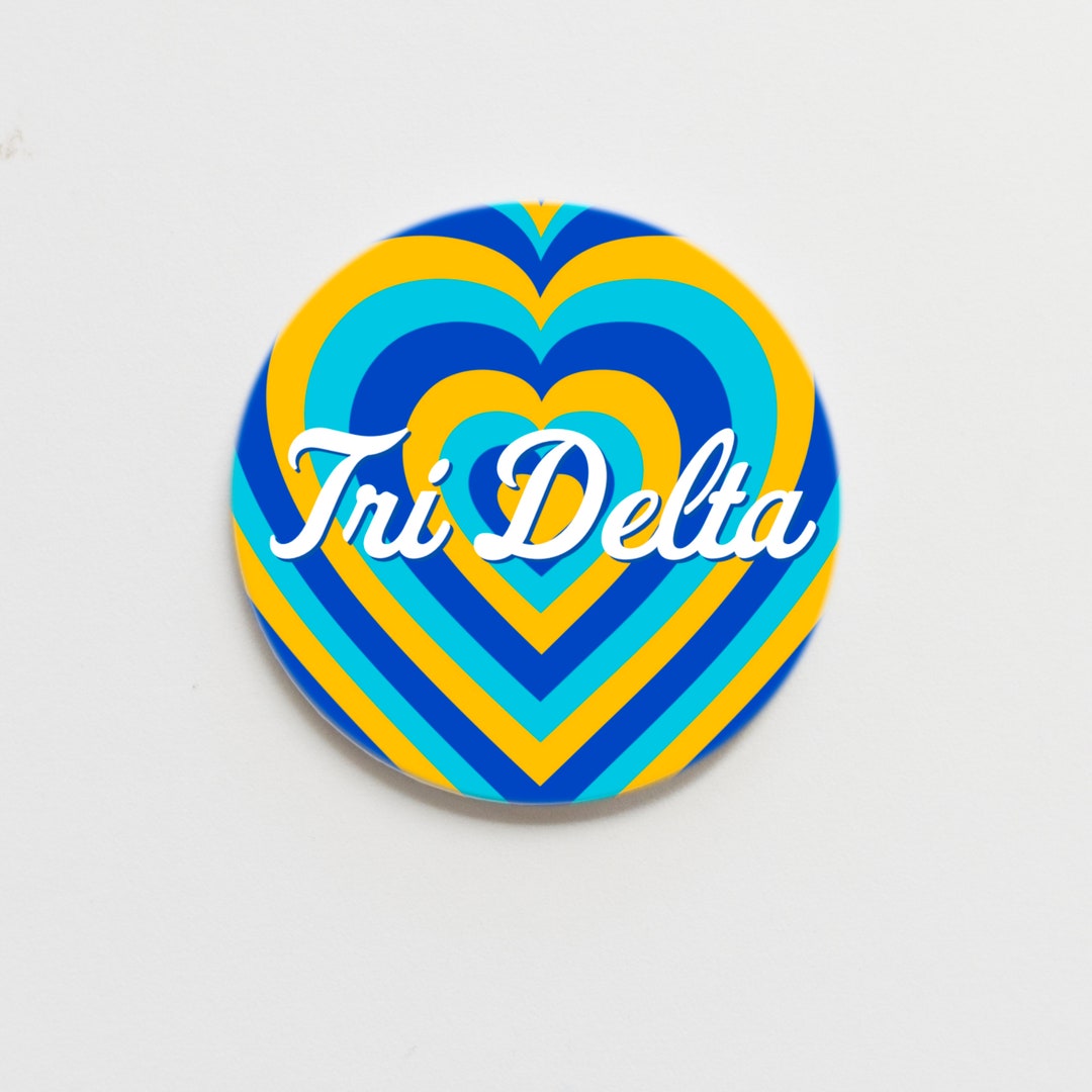 Tri Delta Retro Heart Greek Button - Etsy