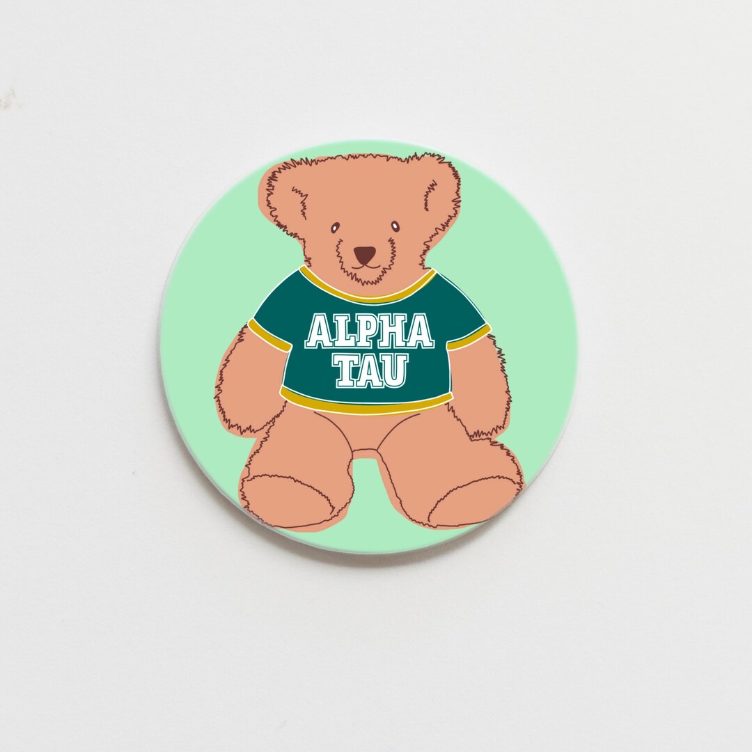 Alpha Sigma Tau Greek Teddy Bear Button - Etsy