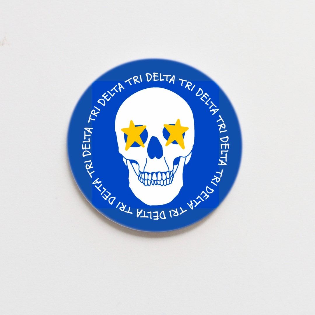 Tri Delta Greek Skull Button - Etsy