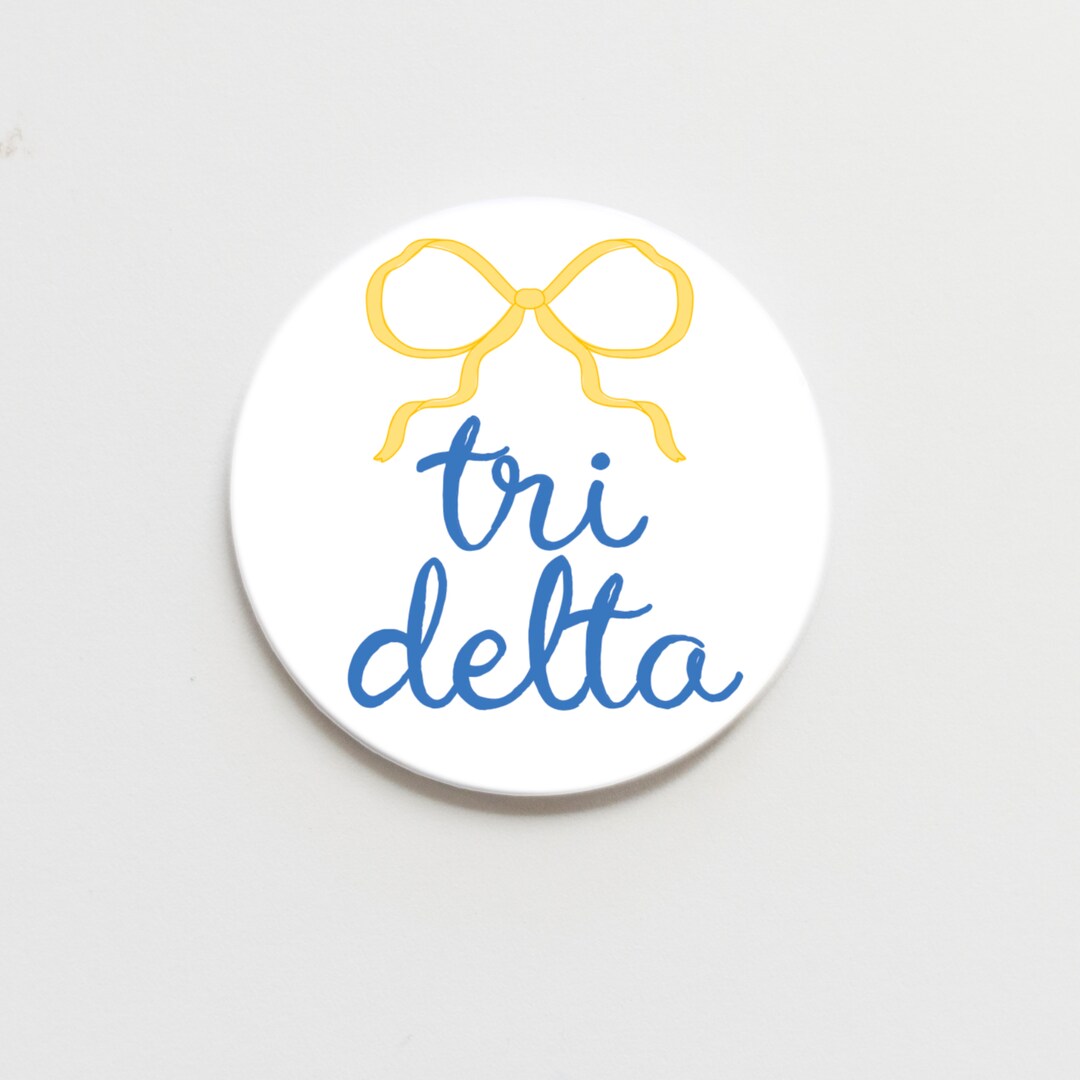 Tri Delta Greek Bow Button - Etsy