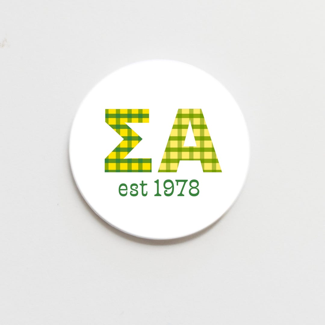 Sigma Alpha Greek Gingham Letters Button - Etsy