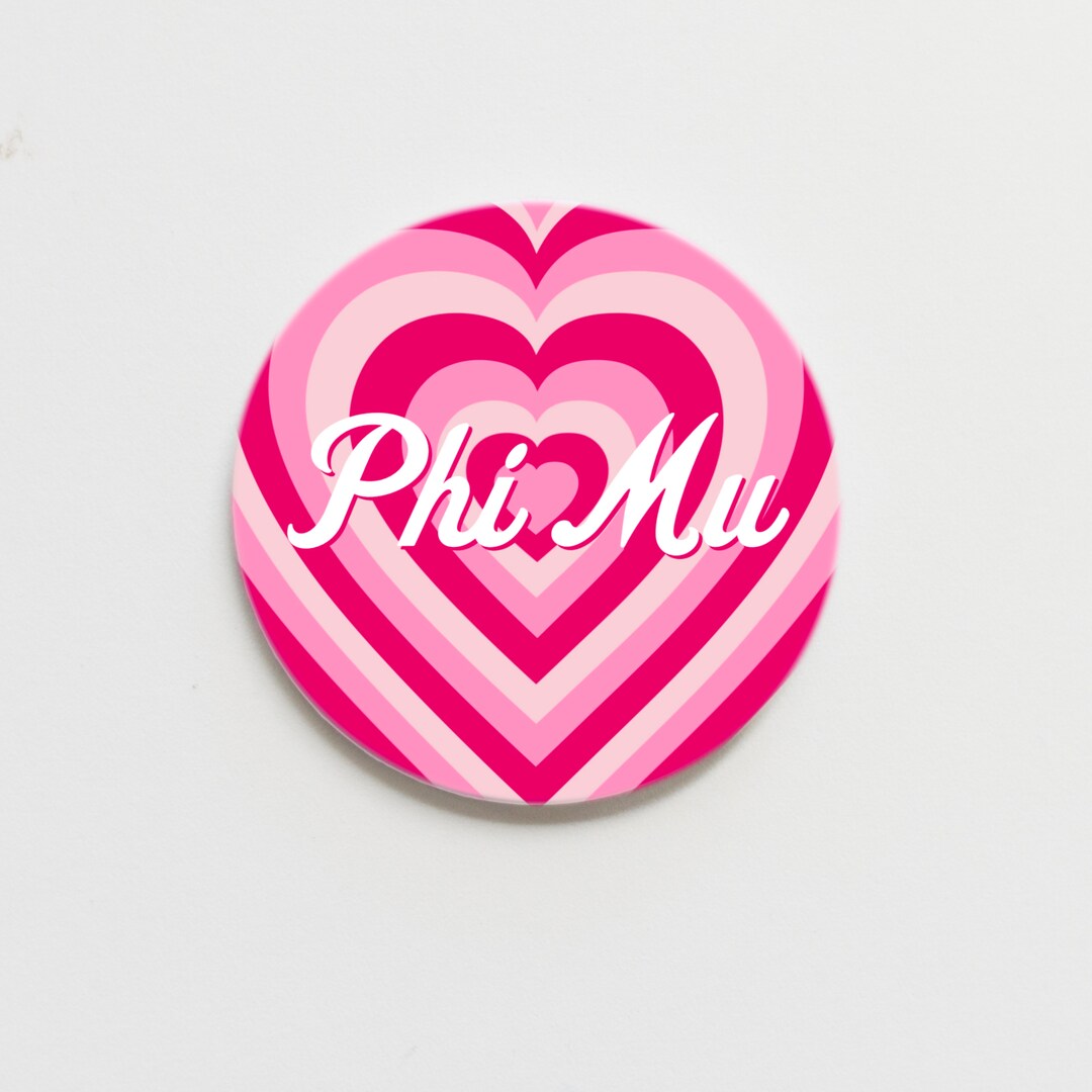 Phi Mu Retro Heart Greek Button - Etsy
