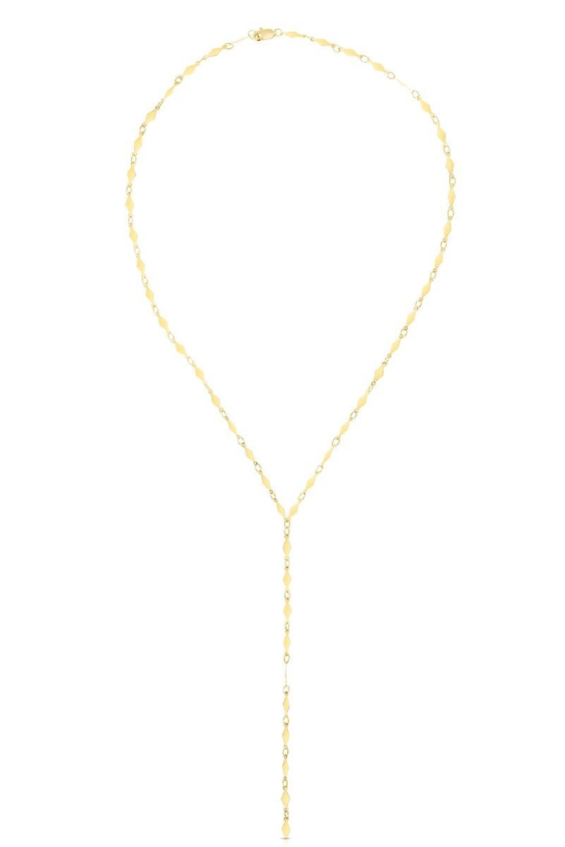 14k Gold Lariat Mirror Chain Necklace Fine Mirror Chain - Etsy