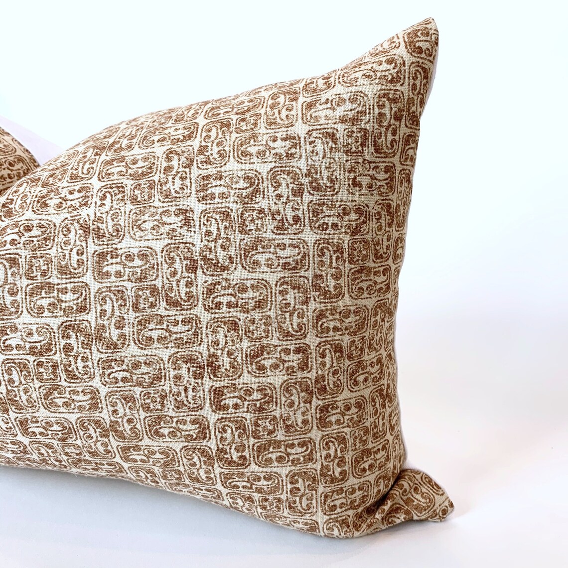 Daya in Sepia, Designer Linen Geometric Print Pillow Cover, Custom ...