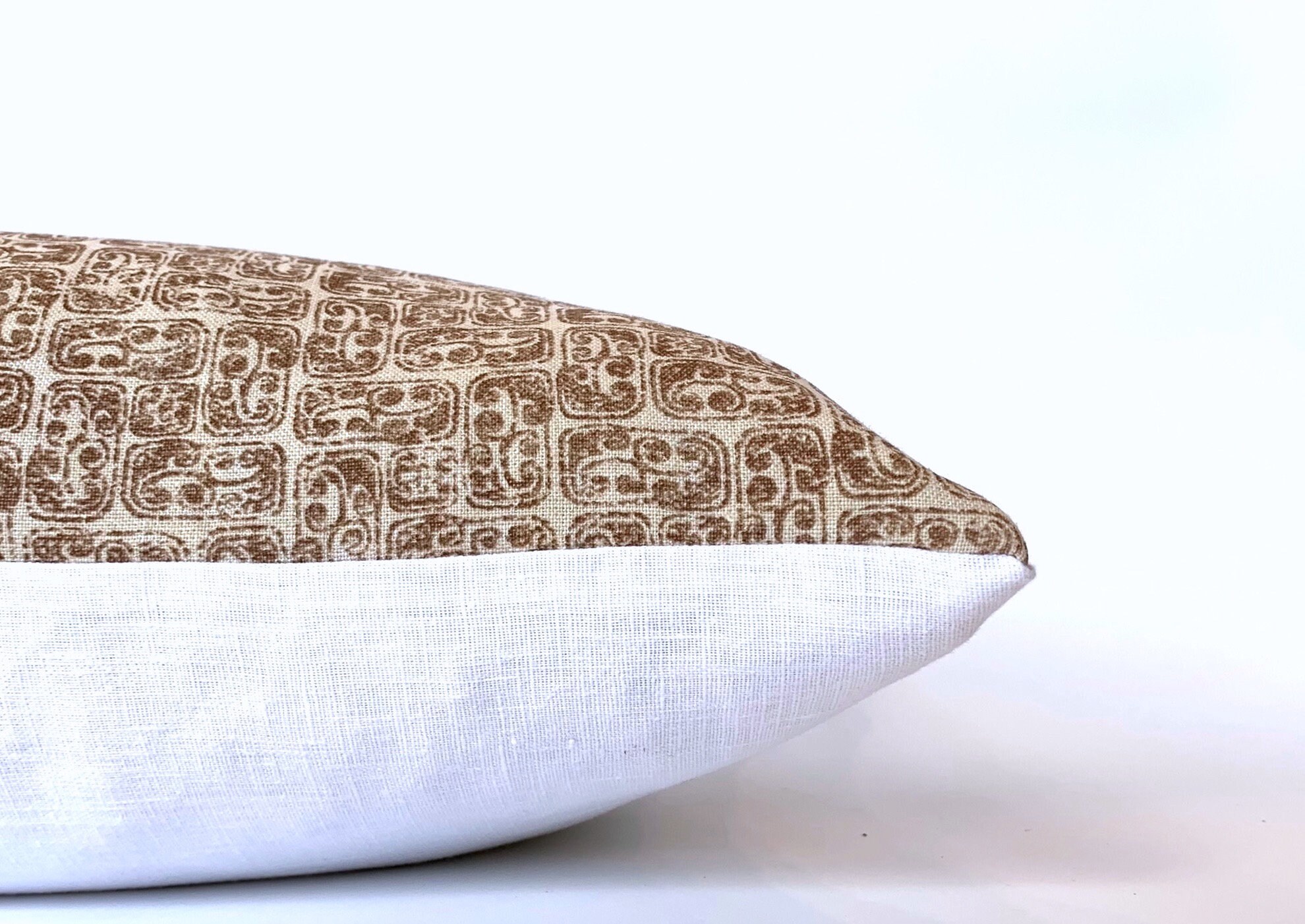 Daya in Sepia, Designer Linen Geometric Print Pillow Cover, Custom ...