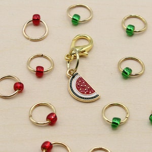 Watermelon Progress Keeper Beaded Stitch Marker Set - Etsy