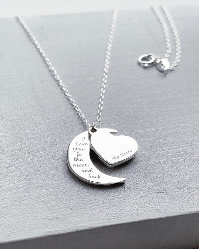 I Love You To The Moon Back Necklace Etsy