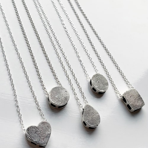 Engraved Actual Fingerprint Handwriting Necklace Memorial - Etsy