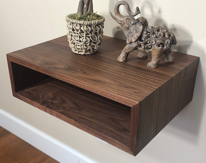 Floating Nightstand / Floating End Table Solid Black Walnut - Etsy
