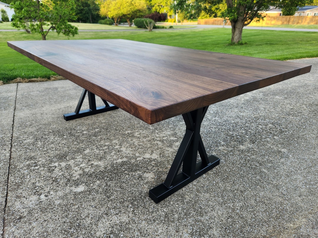 Walnut Dining Table With Metal Legs, Large Walnut Dining Table, Solid ...