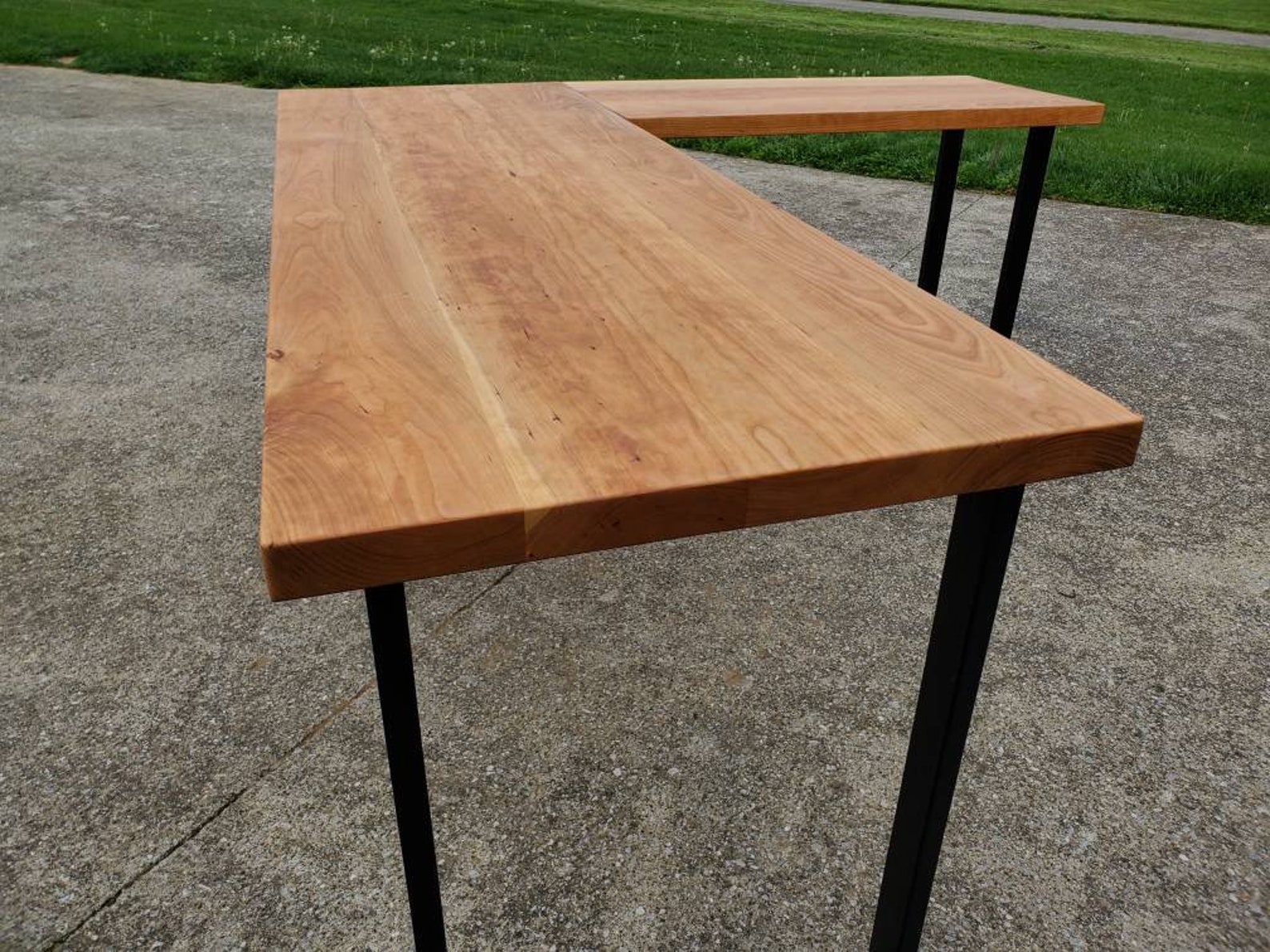 L Shape Wood Desk L Shaped Desk Desk With Metal Legs Solid - Etsy UK