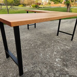 L Shape Wood Desk, L Shaped Desk, Desk With Metal Legs, Solid Wood L ...
