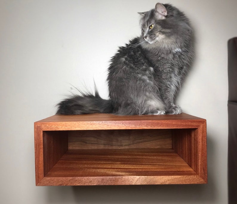 Floating nightstand / floating end table solid mahogany | Etsy