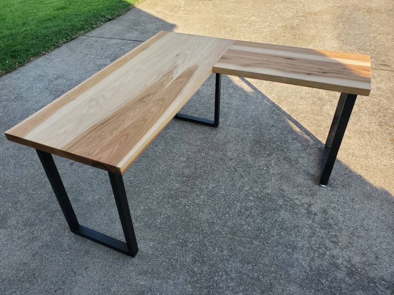 L Shape Wood Desk L Shaped Desk Desk With Metal Legs Solid - Etsy