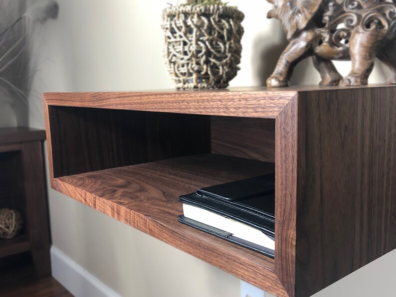 Floating nightstand / floating end table solid black walnut | Etsy