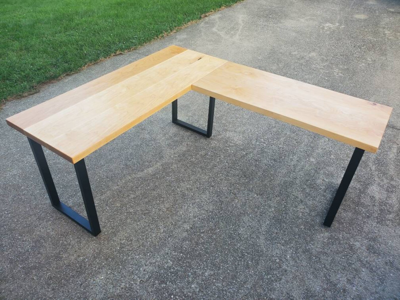 L Shape Wood Desk L Shape Desk Desk With Metal Legs Solid - Etsy