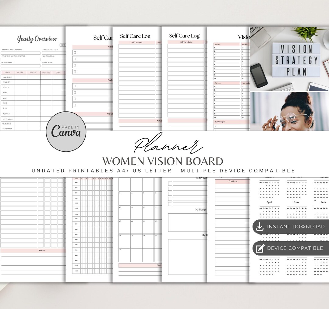 Women’s Vision Board Planner | Goal Setting & Manifestation Journal ...