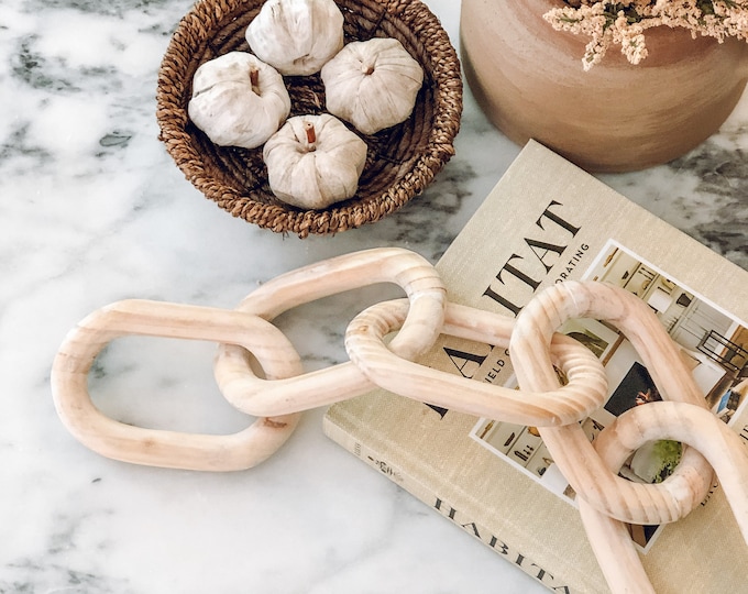 Wooden Chain Link | White-washed, Natural, Matte Black | Neutral Home ...