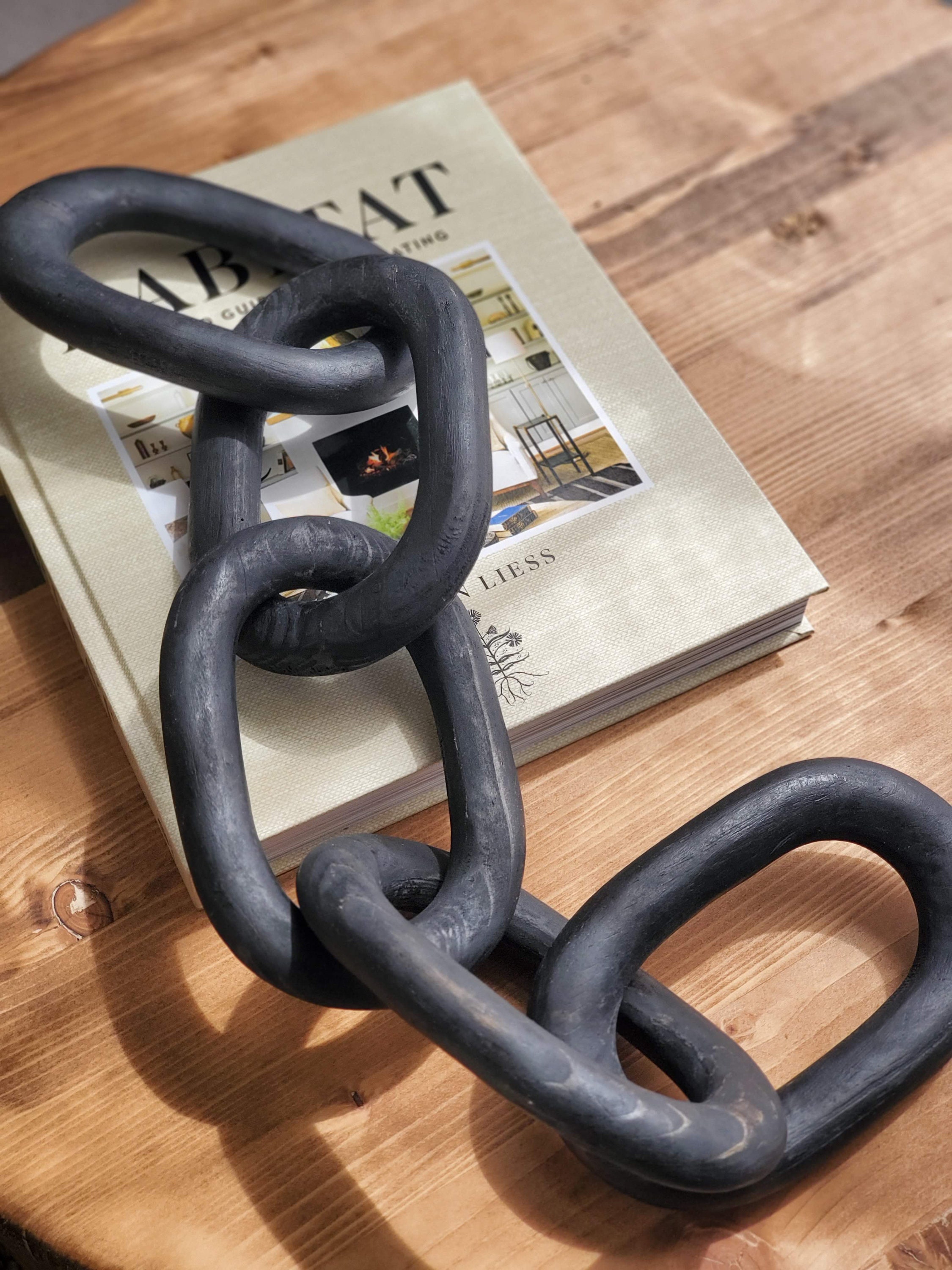 Wooden Chain Link Matte Black Wooden Chain Link Neutral - Etsy