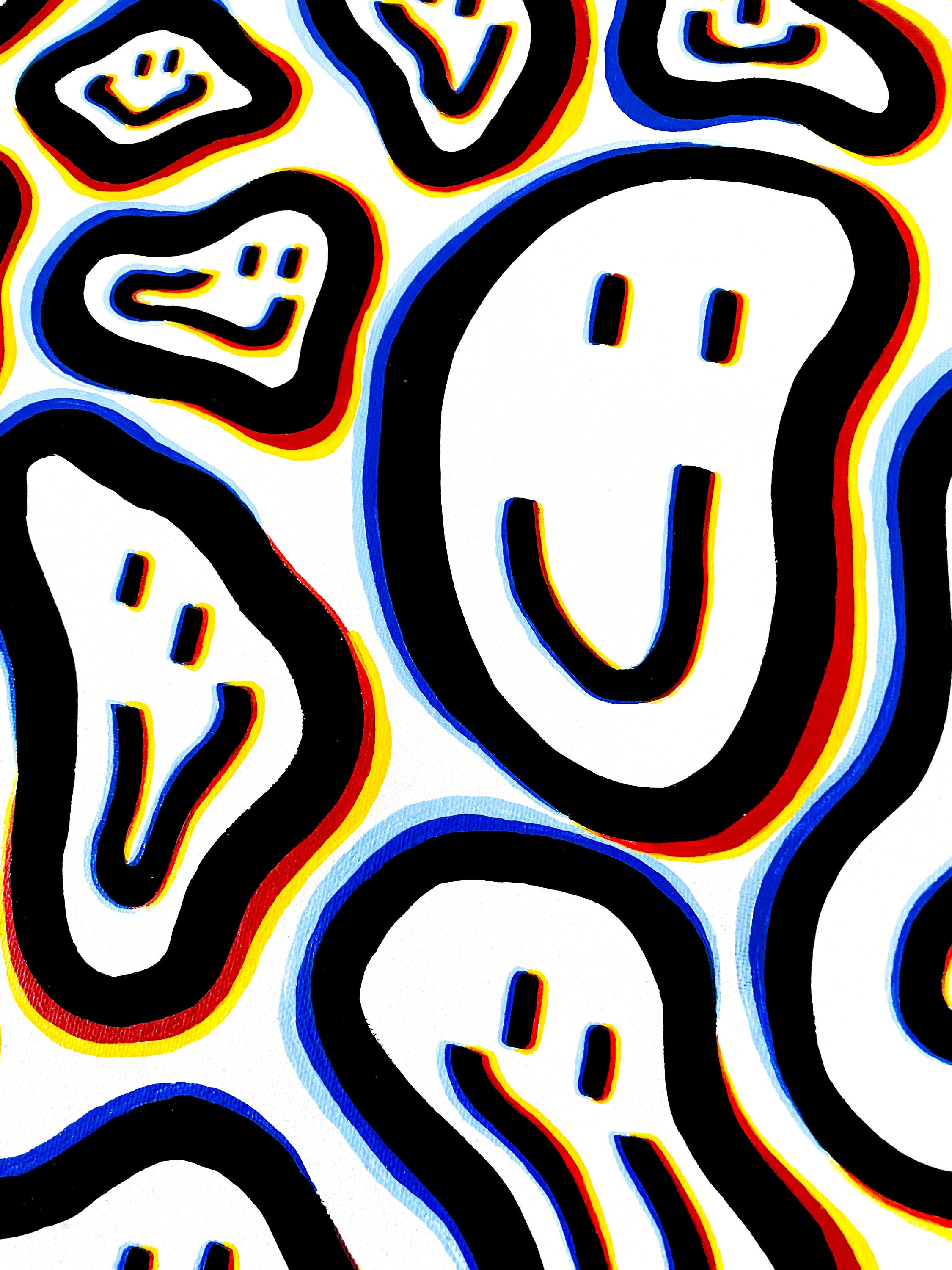 Smiley Optical Illusion | Acrylic Painting Print | Illusion Art | Smile ...