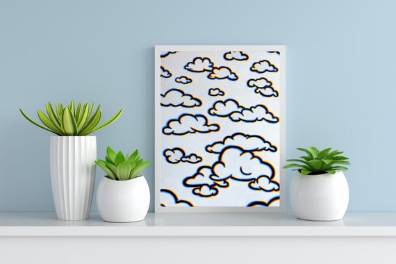 Optical Illusion Clouds Art Print Clouds Painting | Etsy