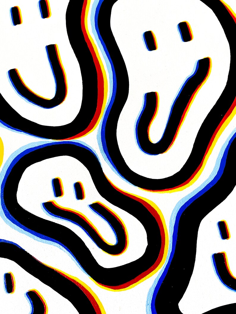 Smiley Optical Illusion | Acrylic Painting Print | Illusion Art | Smile ...