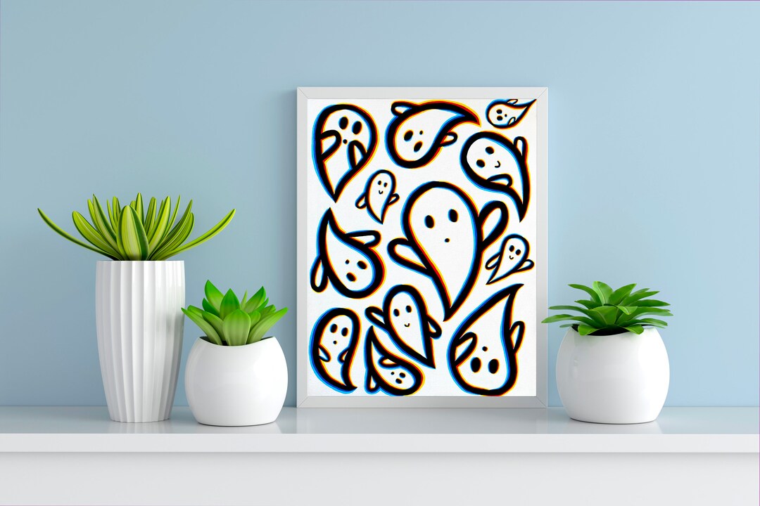 Optical Illusion Ghosts Acrylic Painting Print Halloween - Etsy
