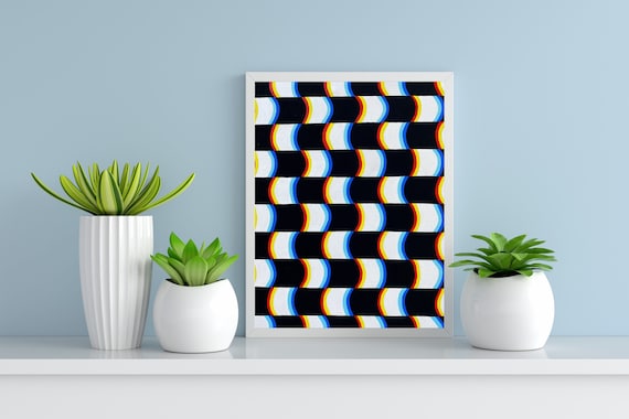 Optical Illusion Wavy Grid Art Print Geometric Illusion - Etsy
