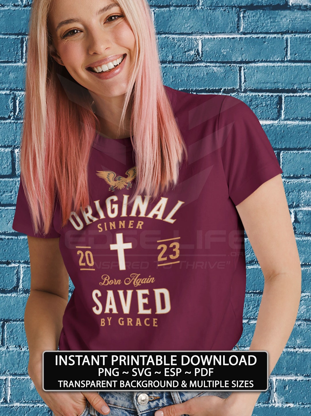 Original Sinner Saved by Grace Instant Download Christian Printable ...
