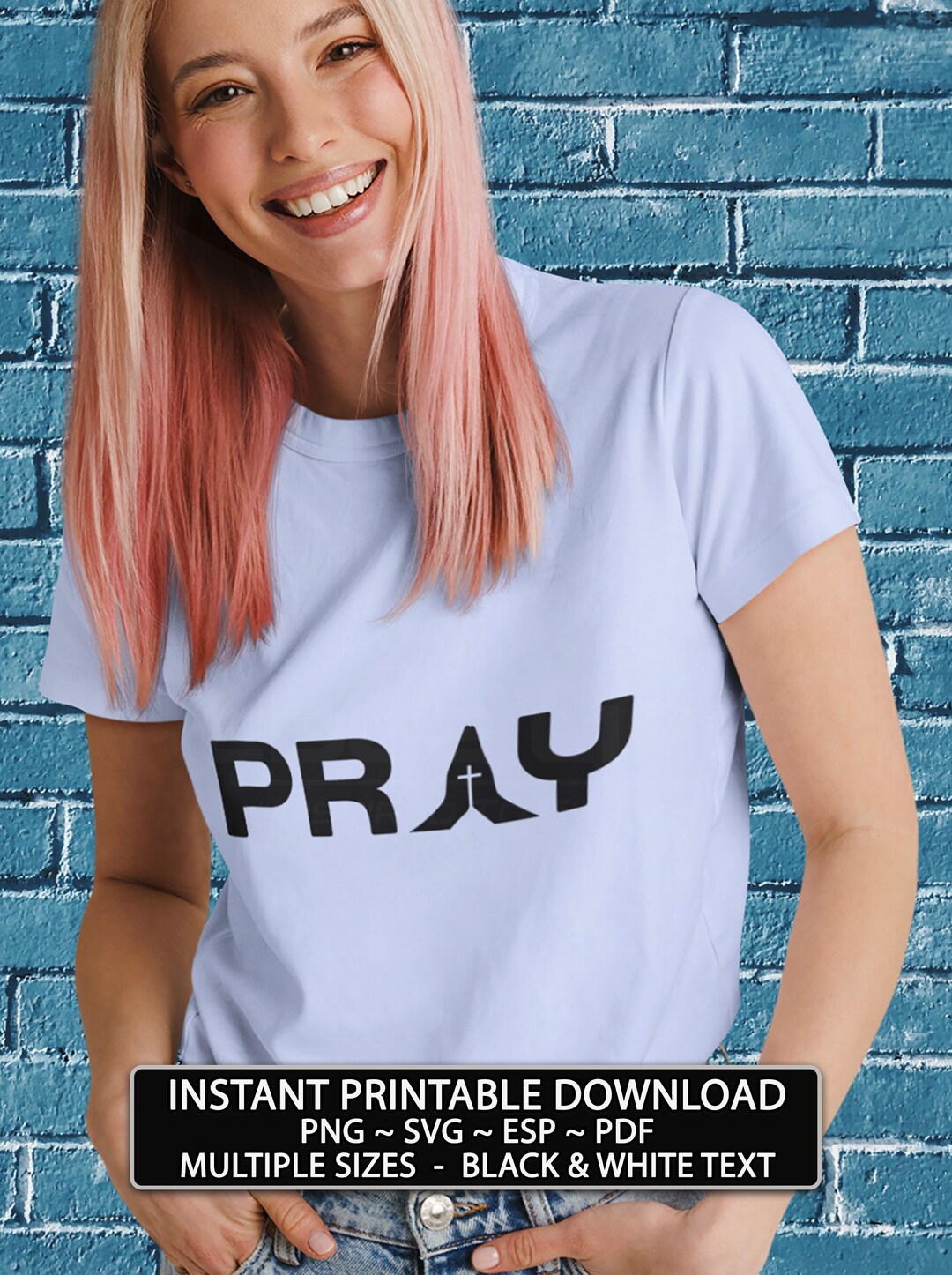 PRAY Christian Wall Art Printable Instant Download Tshirt Designs for ...