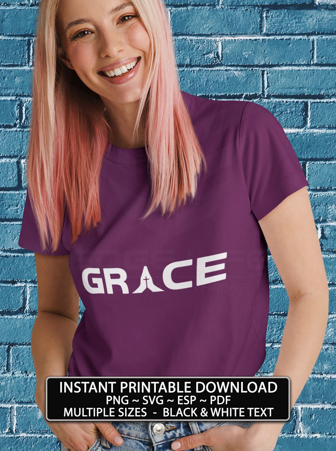 GRACE - Christian Wall Art Printable Instant Download Tshirt Designs ...