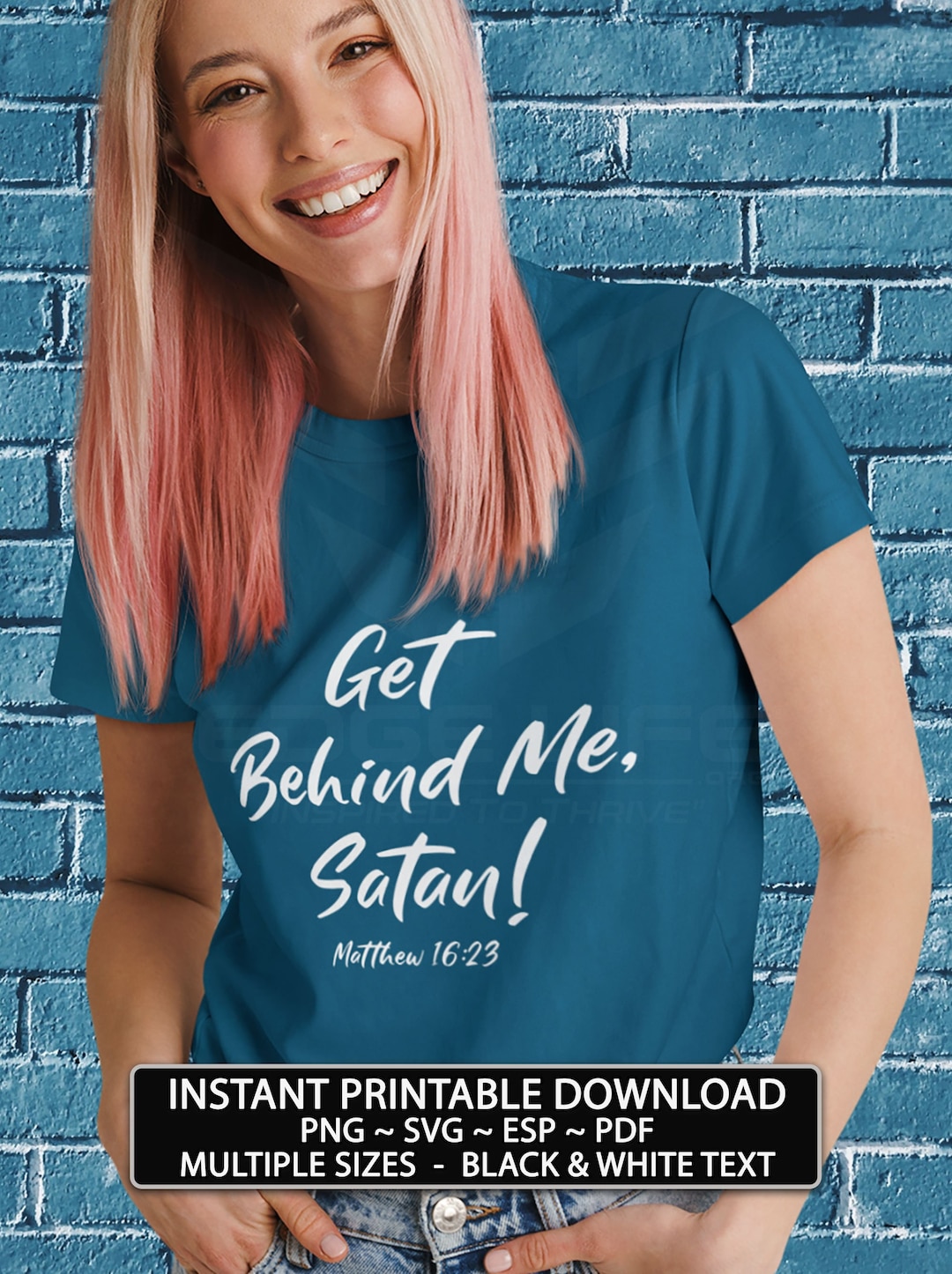 Get Behind Me Satan Instant Download Print Tshirt Design Christian T ...
