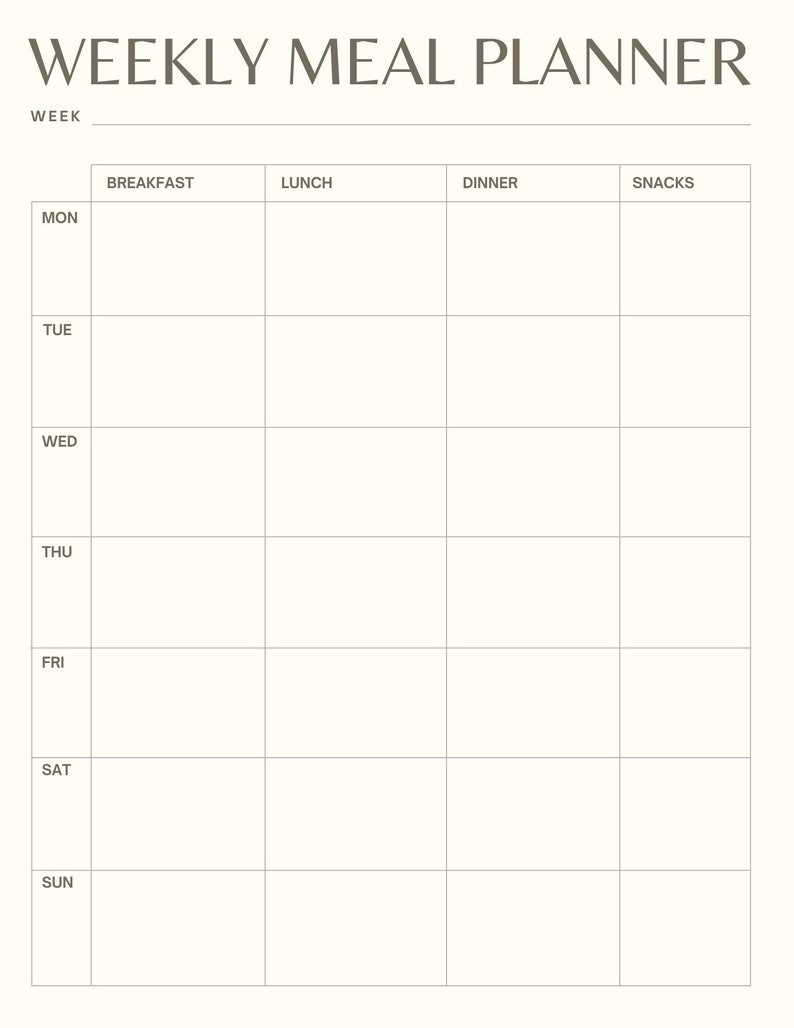 Simple Printable Weekly Planner Digital Download - Etsy